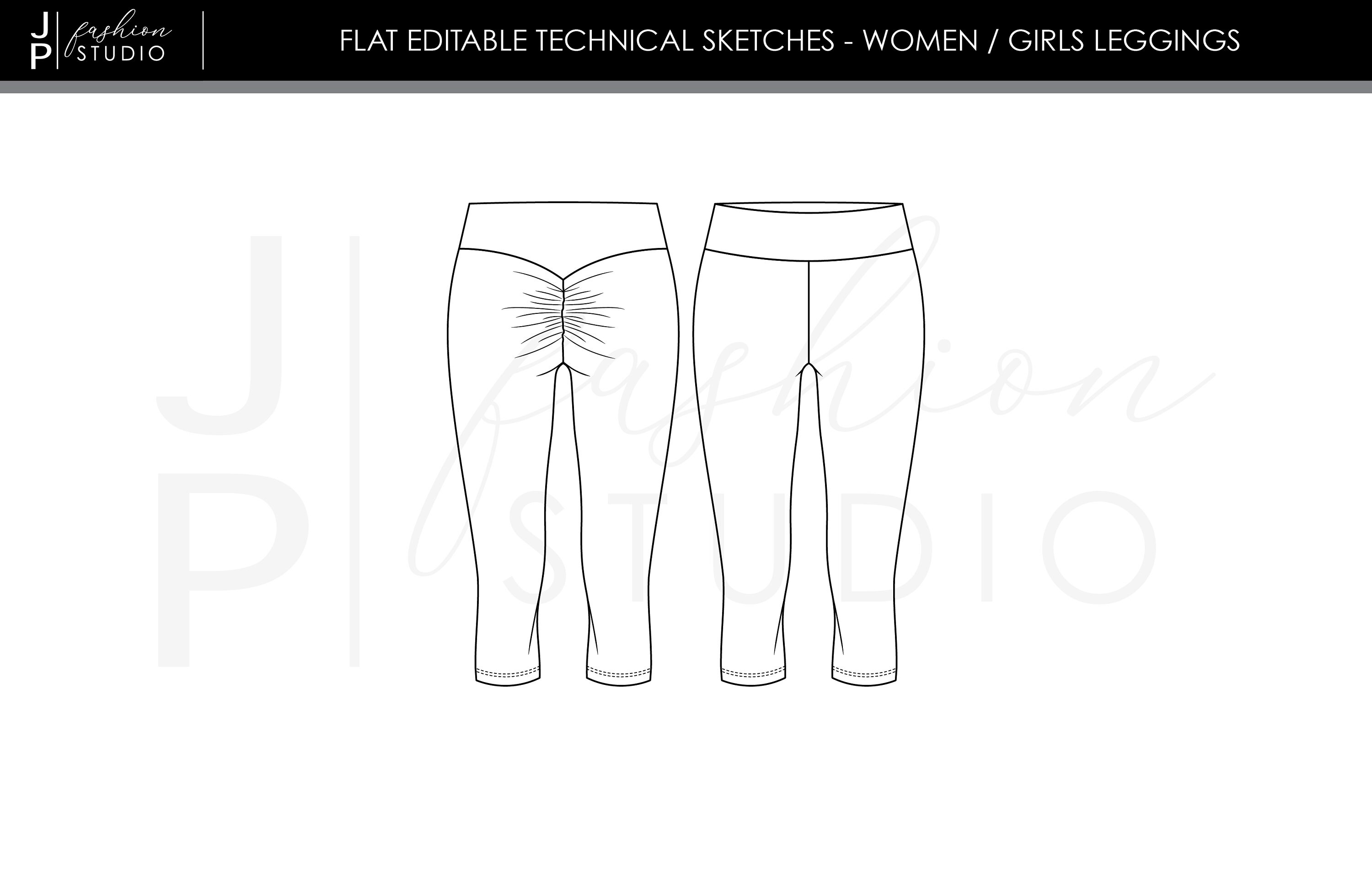 Set of Women / Girls Scrunch Butt Leggings 3 Styles Vector Fashion ...