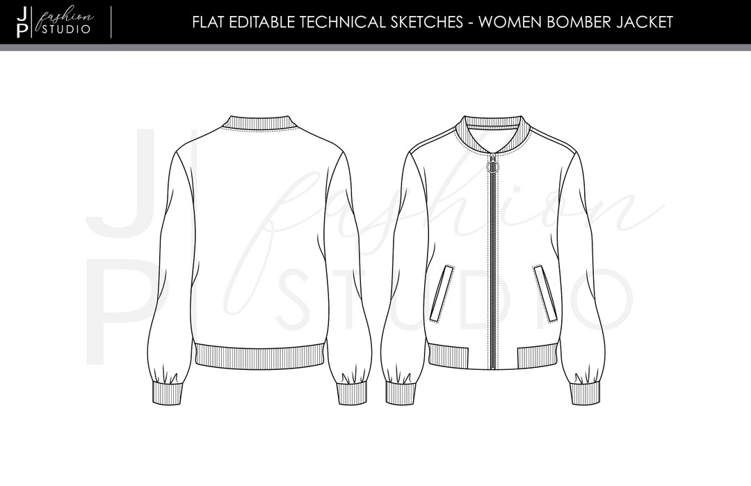 Women's Bomber Jacket Sketch / Fashion Technical Drawing / - Etsy
