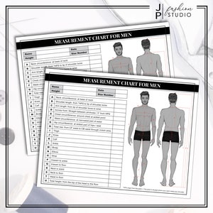 Men's Body Measurement Chart for Fashion Design (printable PDF/JPG) - Etsy