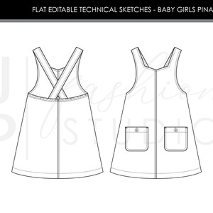 Set of Baby Girls Jumper Dress Pinafore 2 Styles Vector Fashion Flat ...