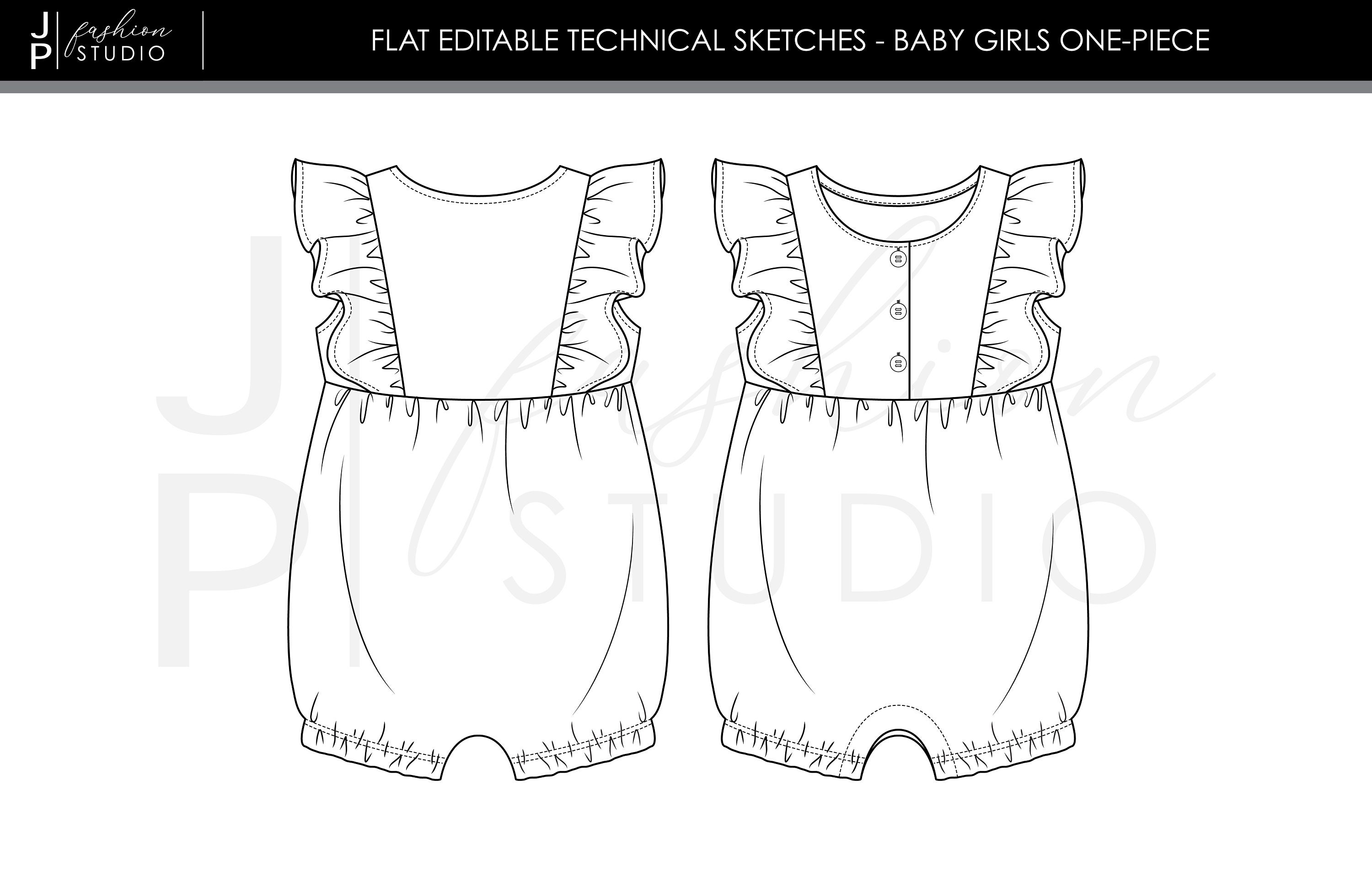 Baby Girls Romper Sketches 2 Styles Kids Fashion Flat - Etsy UK