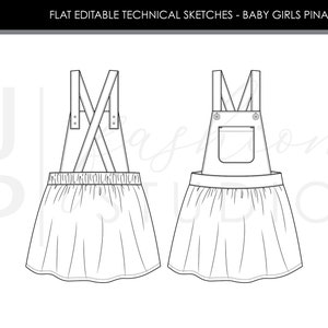 Set of Baby Girls Jumper Dress Pinafore 2 Styles Vector Fashion Flat ...