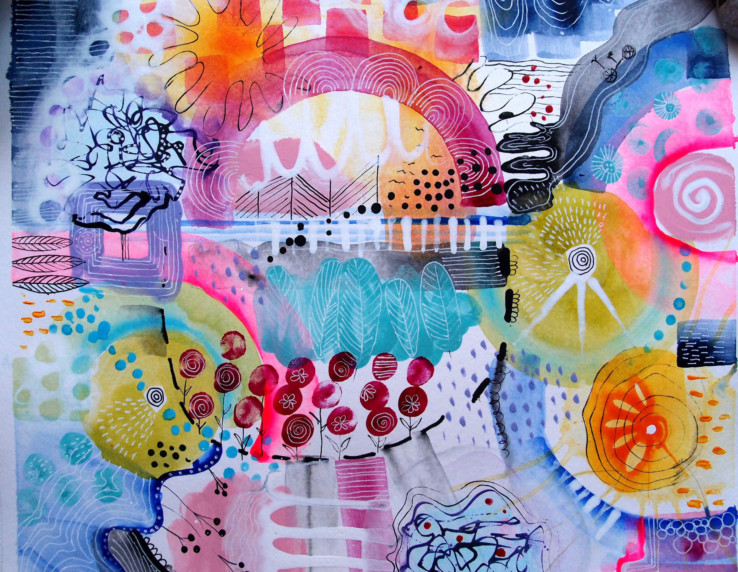 Funky Wall Art, Surreal Landscape Funky Home Decor, Original Abstract ...