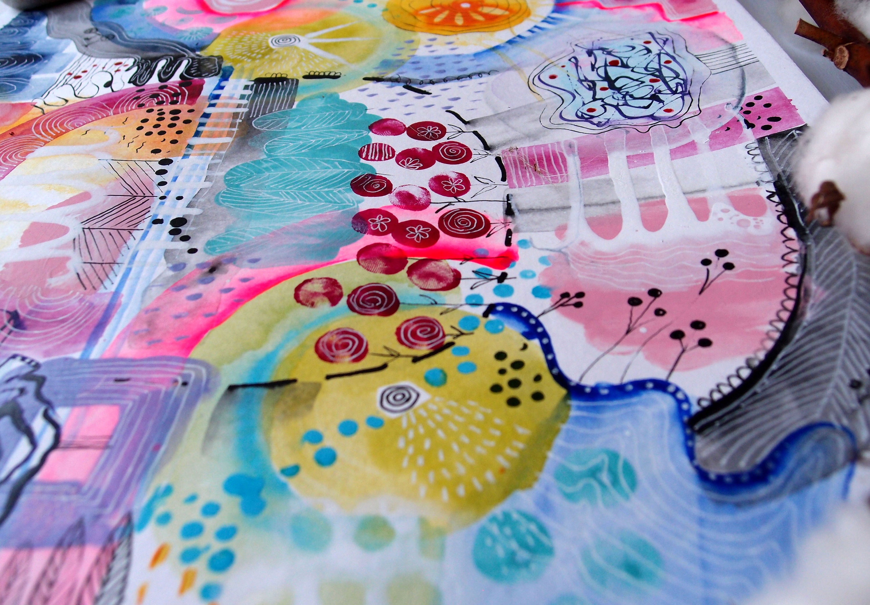 Funky Wall Art, Surreal Landscape Funky Home Decor, Original Abstract ...