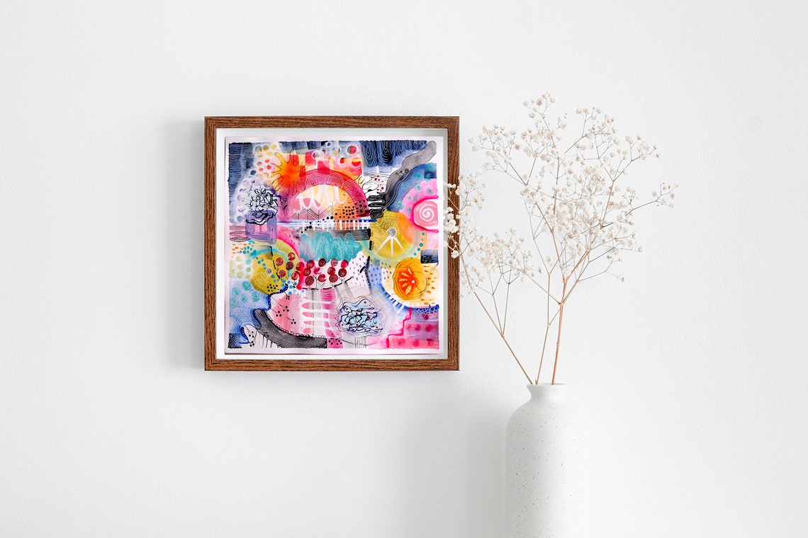 Funky Wall Art, Surreal Landscape Funky Home Decor, Original Abstract ...