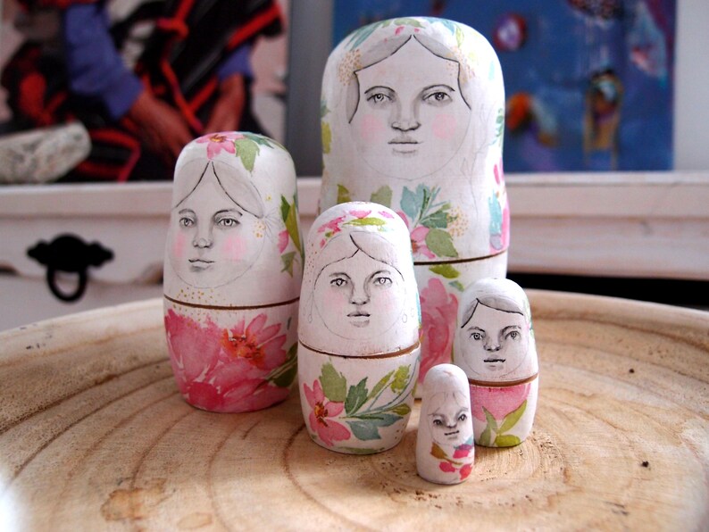 5 Handpainted Matrioshkas for Personal Rituals, Nesting Dolls to Hold ...