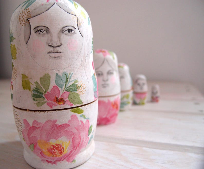 5 Handpainted Matrioshkas for Personal Rituals, Nesting Dolls to Hold ...