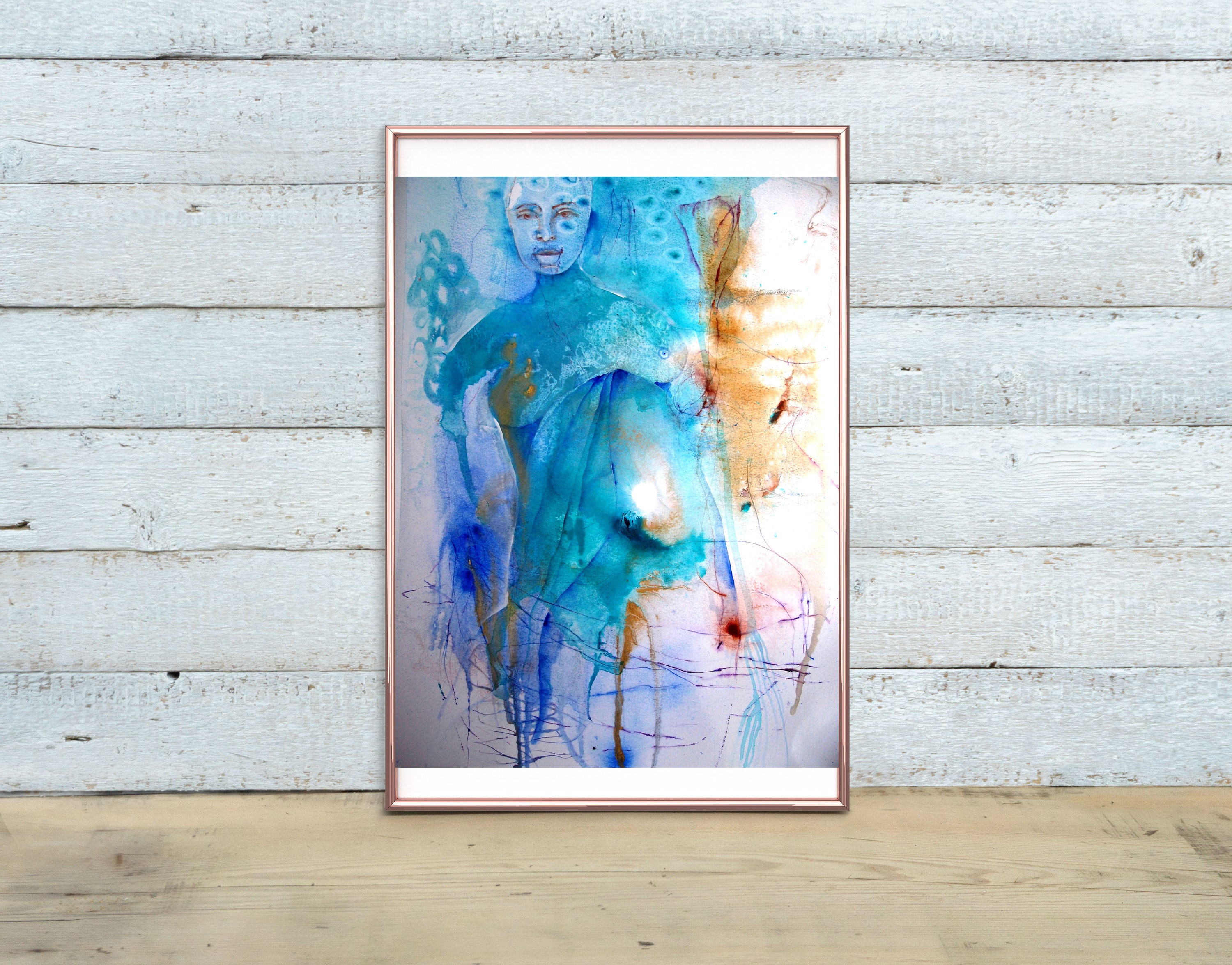 Whale Woman Artwork, Digital Download of Original Painting, Pregnant ...
