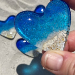 Glass Beach Heart, Pocket Heart, Turquoise and True Blue Glass Heart - Etsy