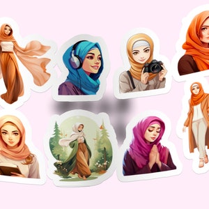 Islamic Hijabi Sticker Set, Trendy Muslimah Decals, Modest Fashion ...