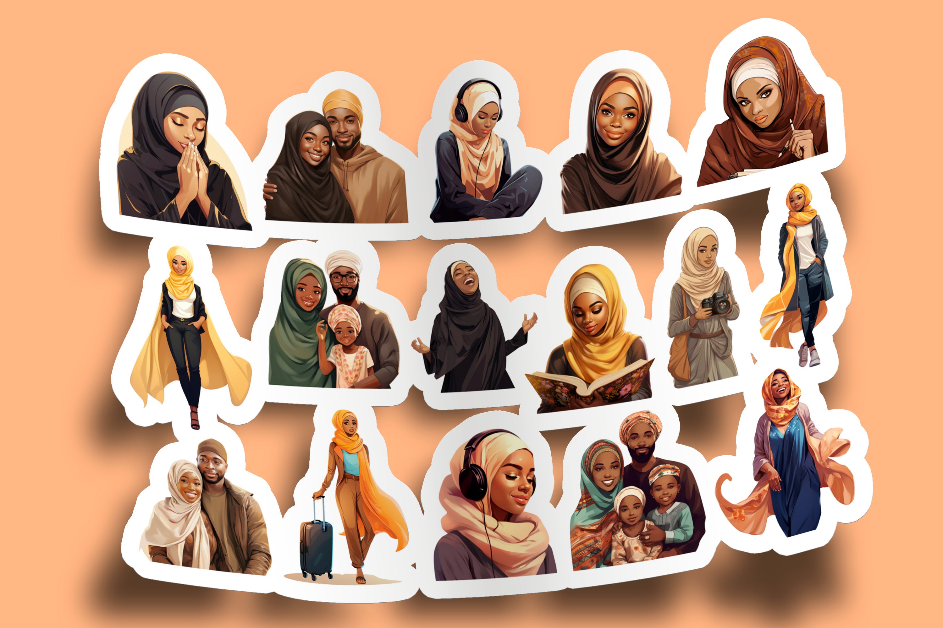 Printable African Muslimah Planner Sticker, Hijabi Empowerment Die-cut ...