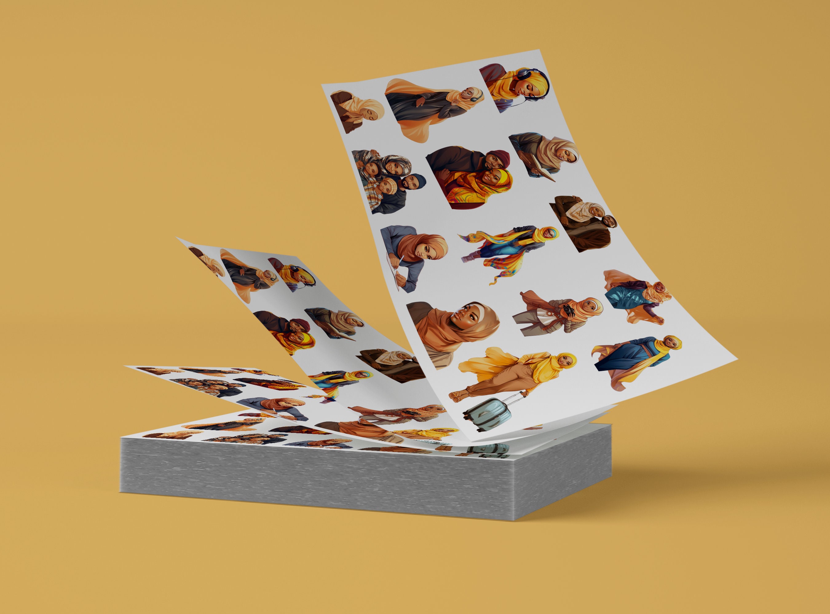 African Muslimah Stickers Printable Hijabi Queen Die-cut Stickers Set ...