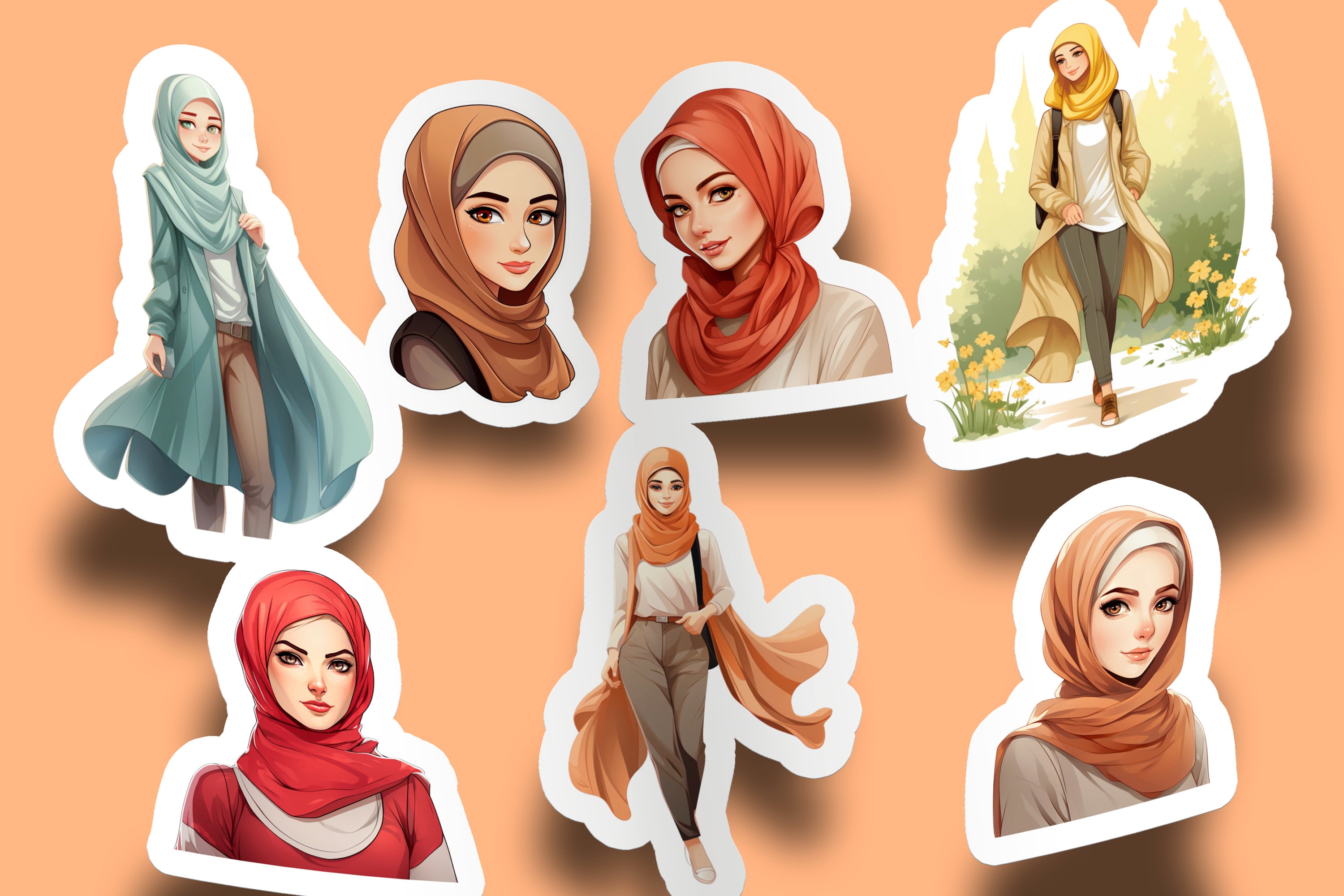 Printable Muslimah Stickers Planner Accessories: Hijabi Chic Collection ...