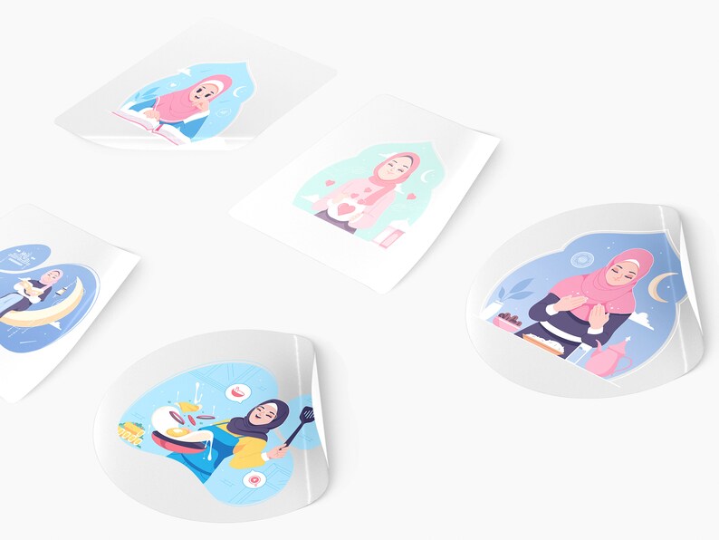 Printable Hijabi Sticker Set, Muslimah Stickers Planner Scrapbook Girl ...