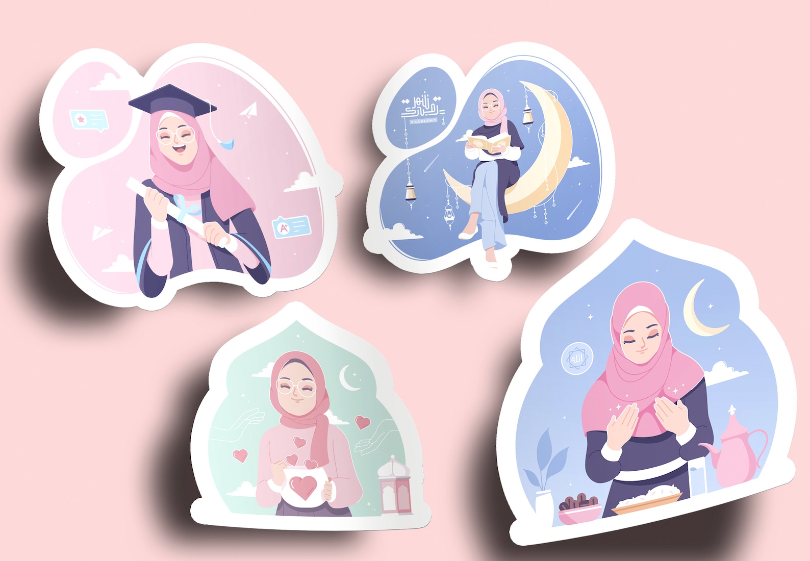 Printable Hijabi Sticker Set, Muslimah Stickers Planner Scrapbook Girl ...