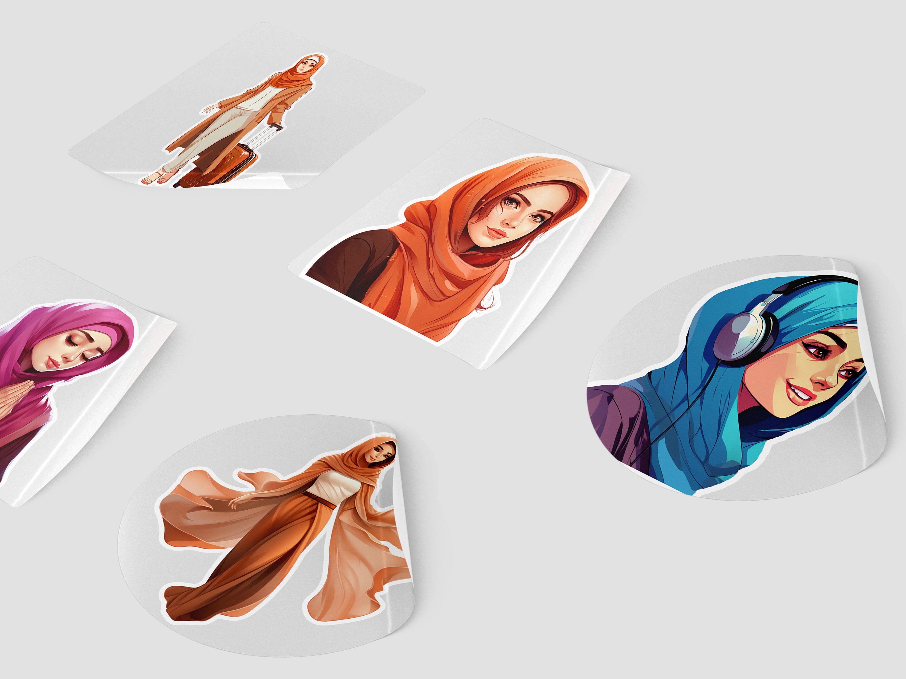 Islamic Hijabi Sticker Set, Trendy Muslimah Decals, Modest Fashion ...