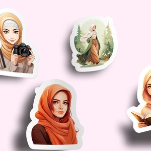Islamic Hijabi Sticker Set, Trendy Muslimah Decals, Modest Fashion ...