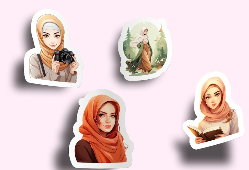 Islamic Hijabi Sticker Set, Trendy Muslimah Decals, Modest Fashion ...