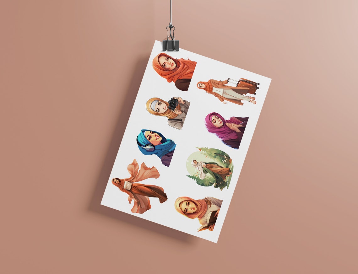 Islamic Hijabi Sticker Set, Trendy Muslimah Decals, Modest Fashion ...