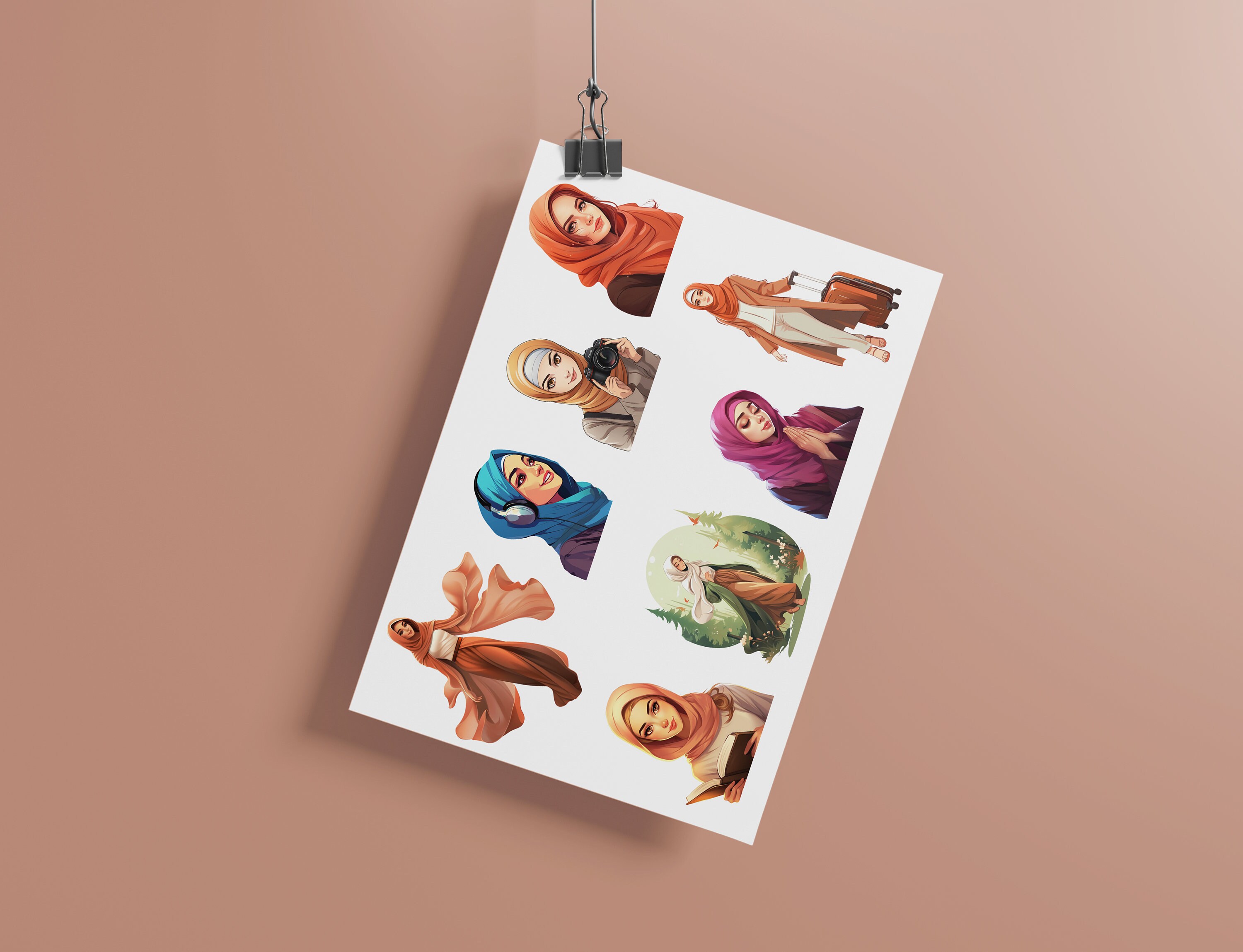 Islamic Hijabi Sticker Set, Trendy Muslimah Decals, Modest Fashion ...