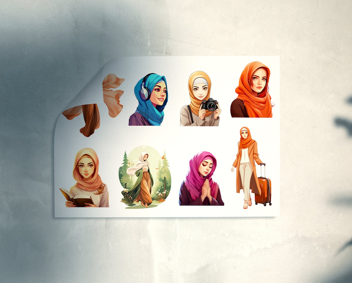 Islamic Hijabi Sticker Set, Trendy Muslimah Decals, Modest Fashion ...