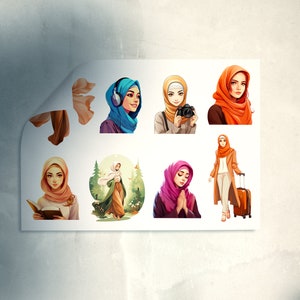 Islamic Hijabi Sticker Set, Trendy Muslimah Decals, Modest Fashion ...