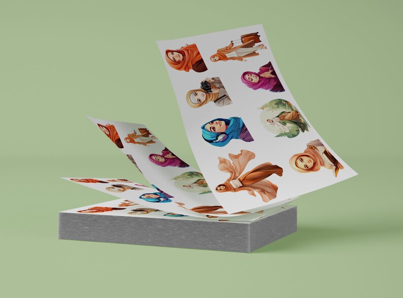 Islamic Hijabi Sticker Set, Trendy Muslimah Decals, Modest Fashion ...