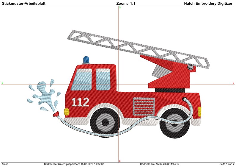 Fire Brigade 12 X 20 Cm Turntable Ladder Embroidery File - Etsy