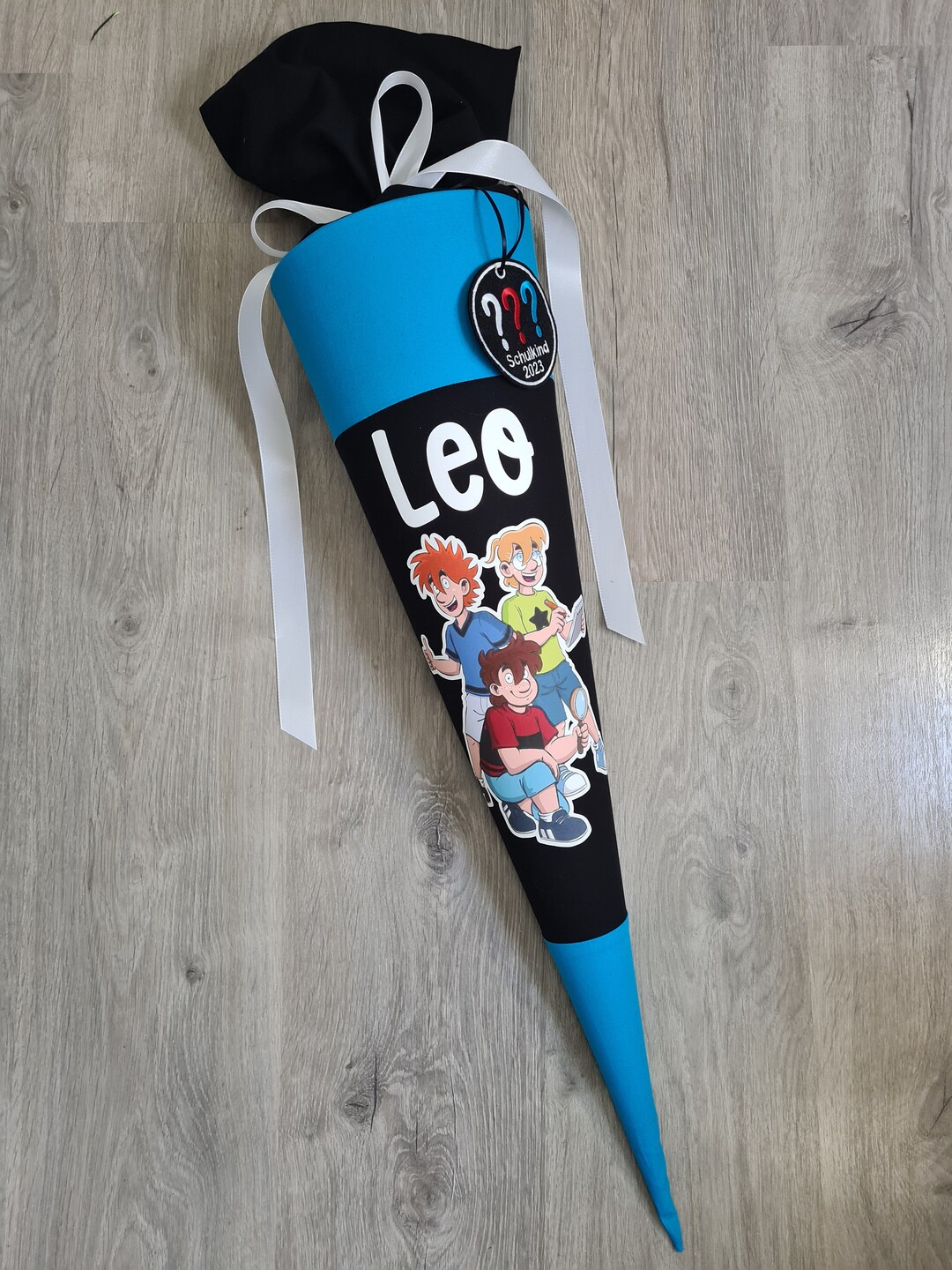 Drei Fragezeichen Schultüte, Zuckertüte 70cm Stoff, Name inklusive ...