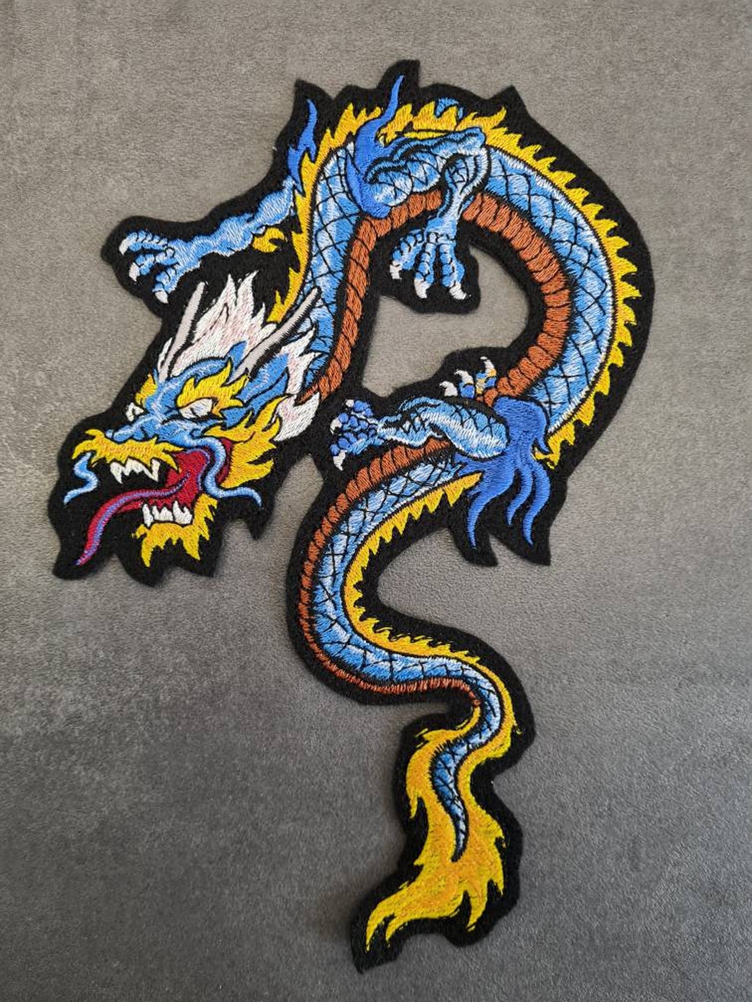 Yellow Blue Dragon, Patch, Application - Etsy
