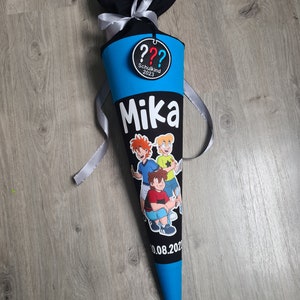 Drei Fragezeichen Schultüte, Zuckertüte 70cm Stoff, Name inklusive ...