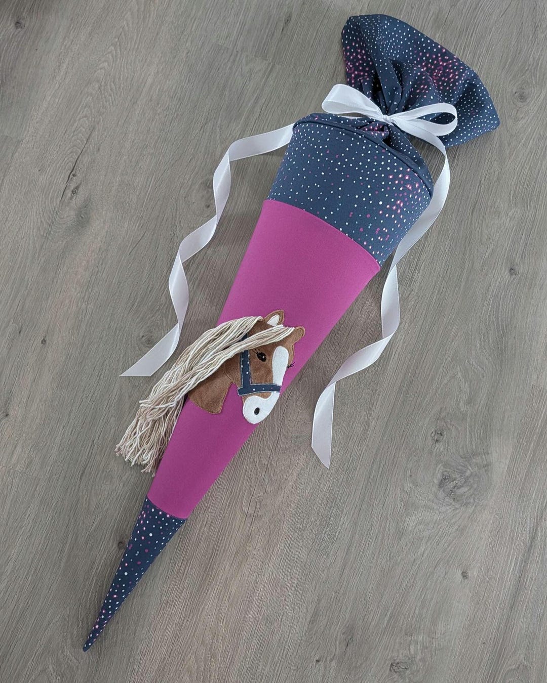 Pony-themed School Cone, Name Included, Horse, 70 Cm Candy Cone, Fabric ...