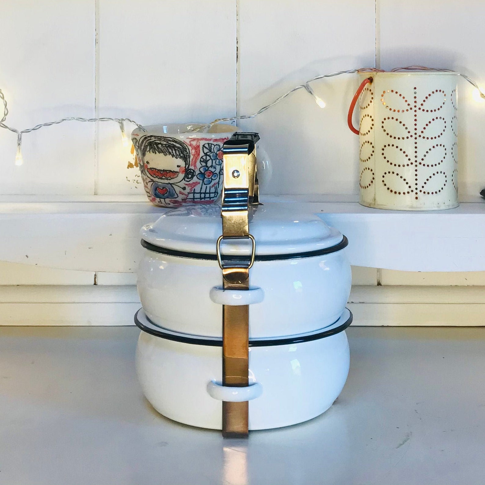 Vintage Style Tiffin Box, Hand Made Enamel Ware for Lunch Box, Hot or ...