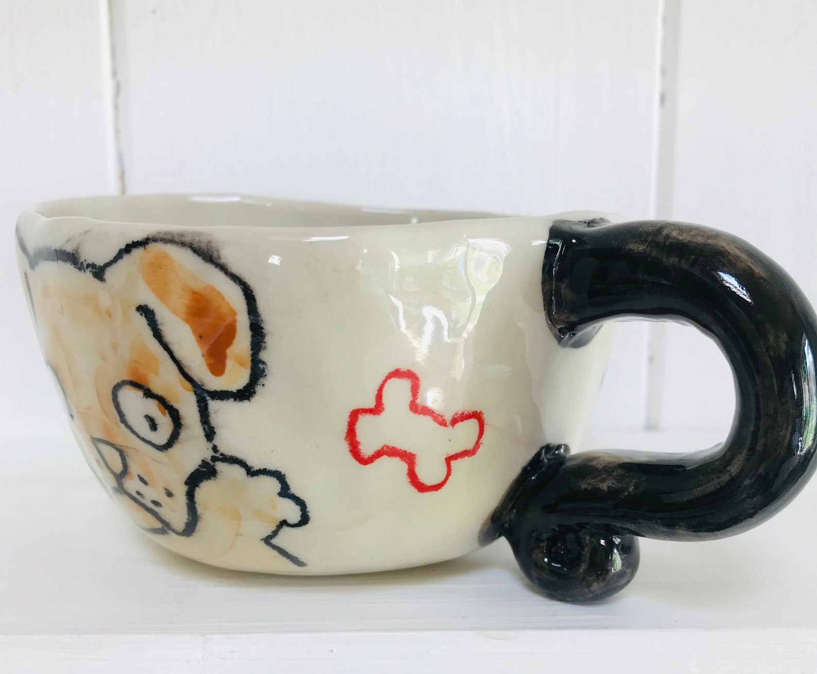 Dog With Bones Mug. Great Gift for Dog Lover. Hand Made, Hand-painted ...