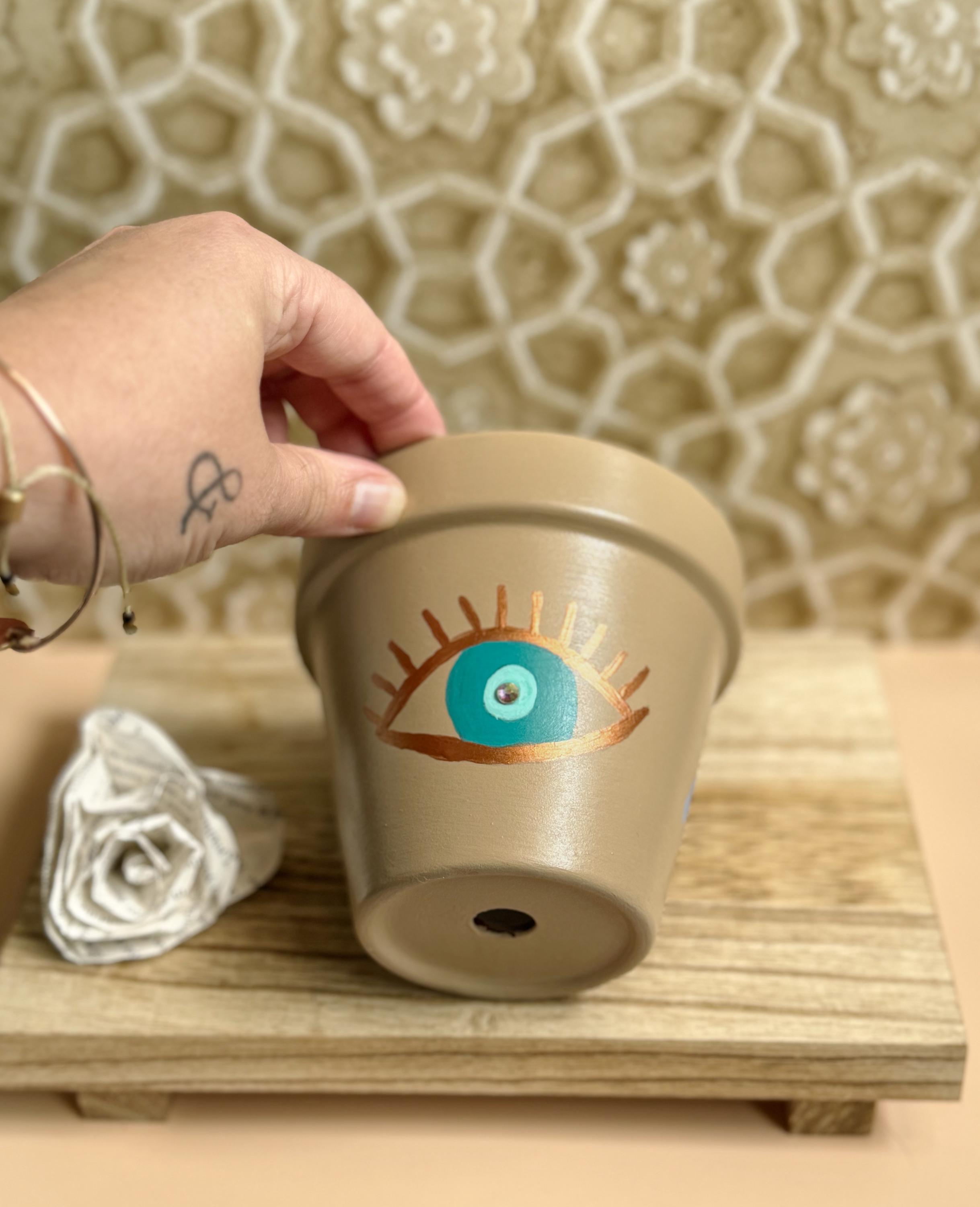 Evil Eye Hand-painted Terracotta Planter Pot - Etsy