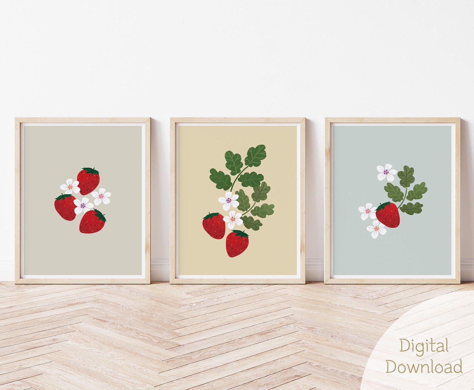 Strawberry Print Set of 3 / Strawberry Poster Set of 3 / Fruit ...