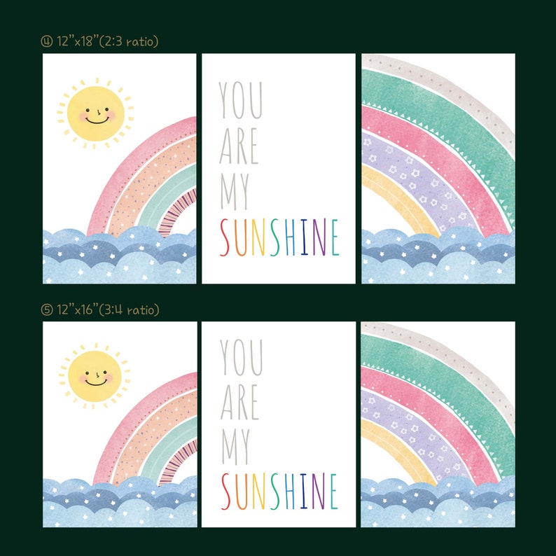 You Are My Sunshine Nursery Wall Art Set / Nursery Set of 3 / - Etsy