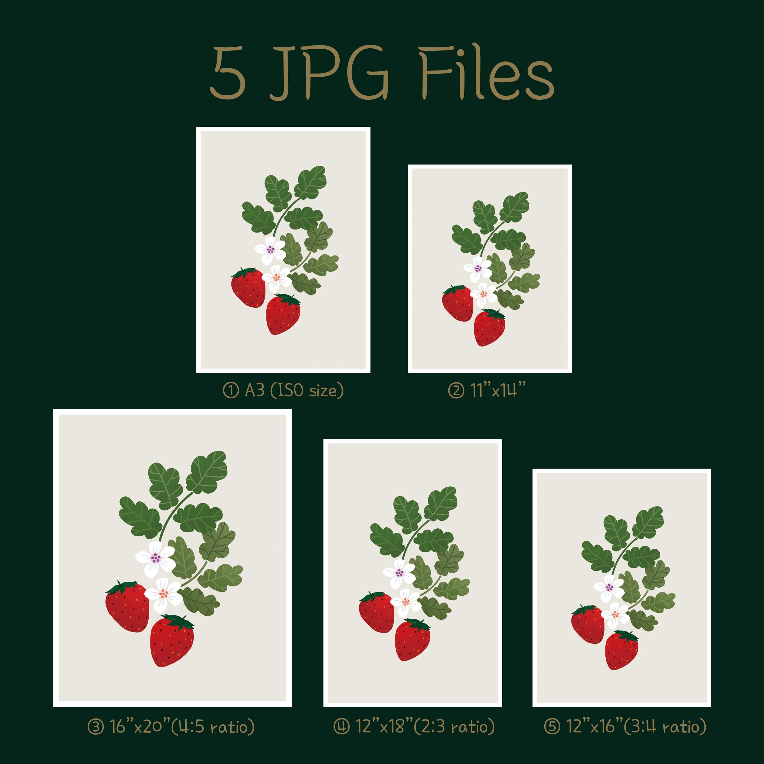 Strawberry Print / Strawberry Poster / Fruit Printable Wall - Etsy