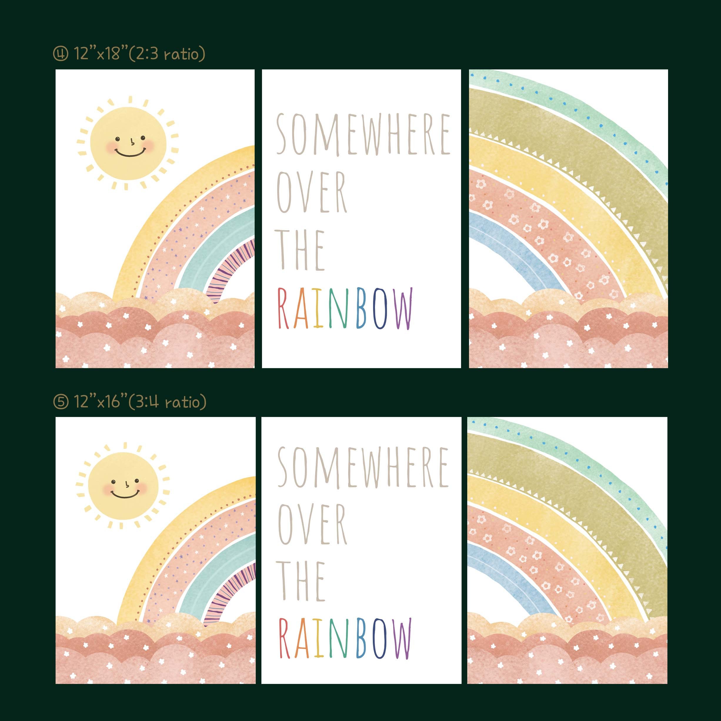 Somewhere Over the Rainbow Nursery Wall Art Set / Nursery Set of 3 ...