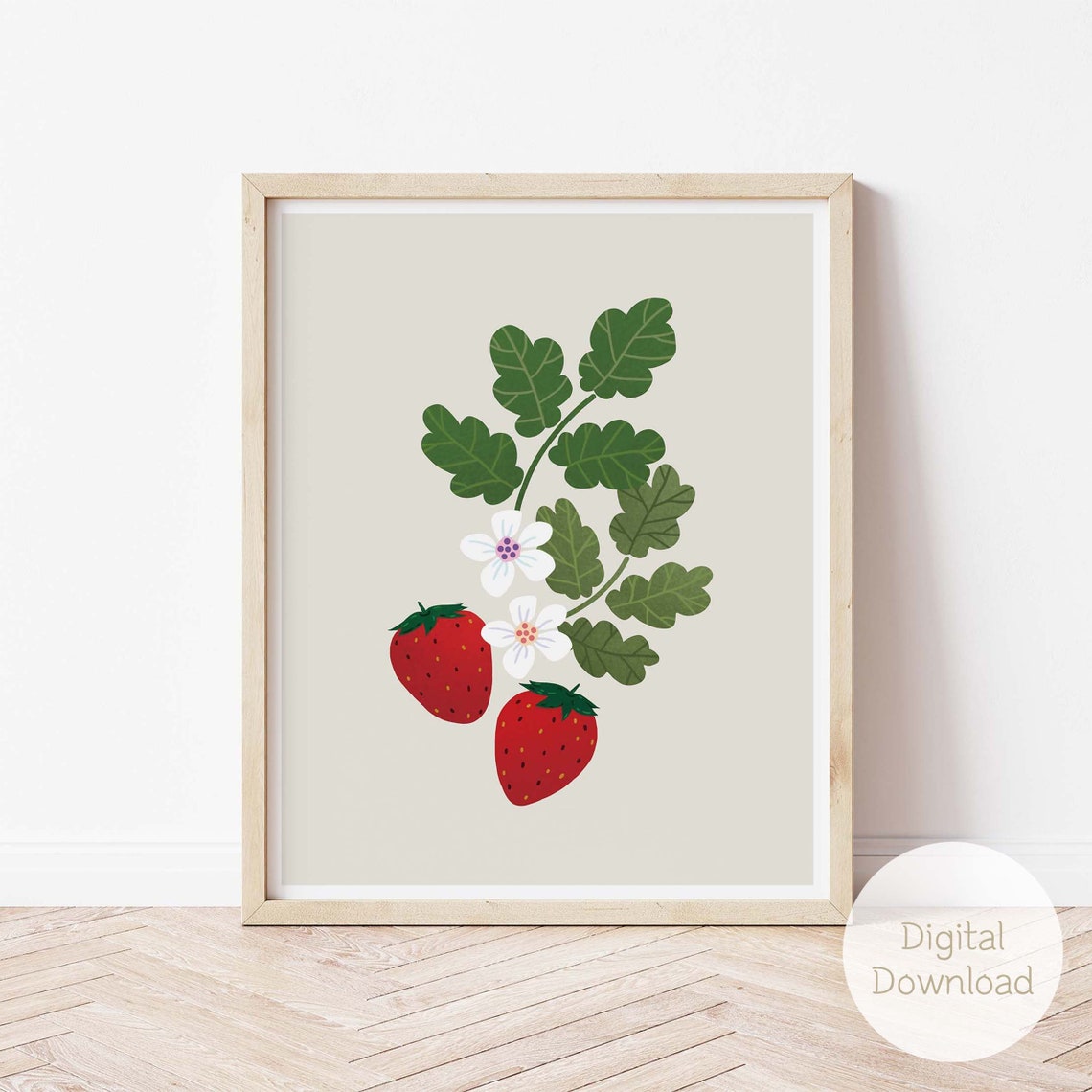 Strawberry Print / Strawberry Poster / Fruit Printable Wall - Etsy