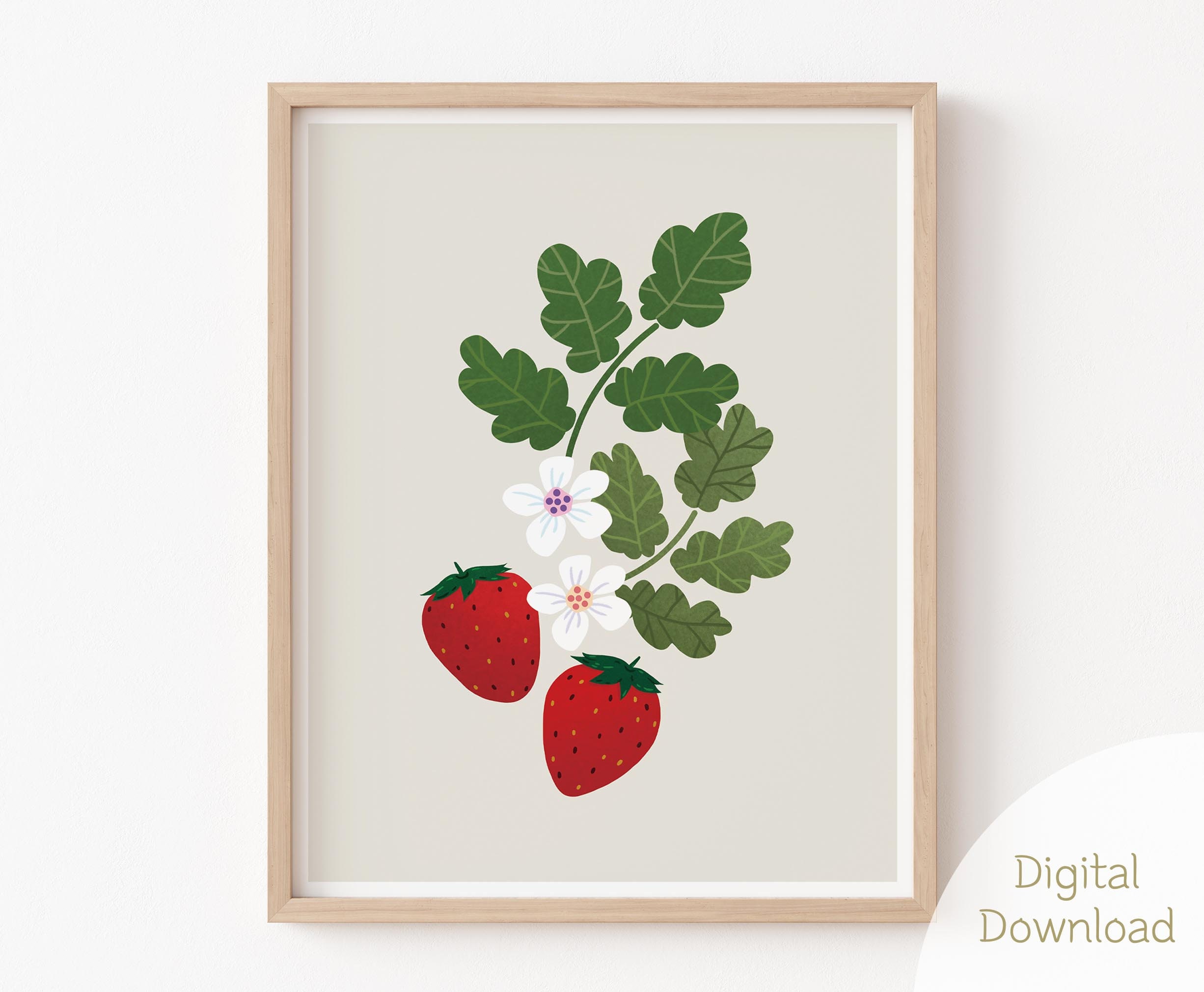 Strawberry Print / Strawberry Poster / Fruit Printable Wall - Etsy