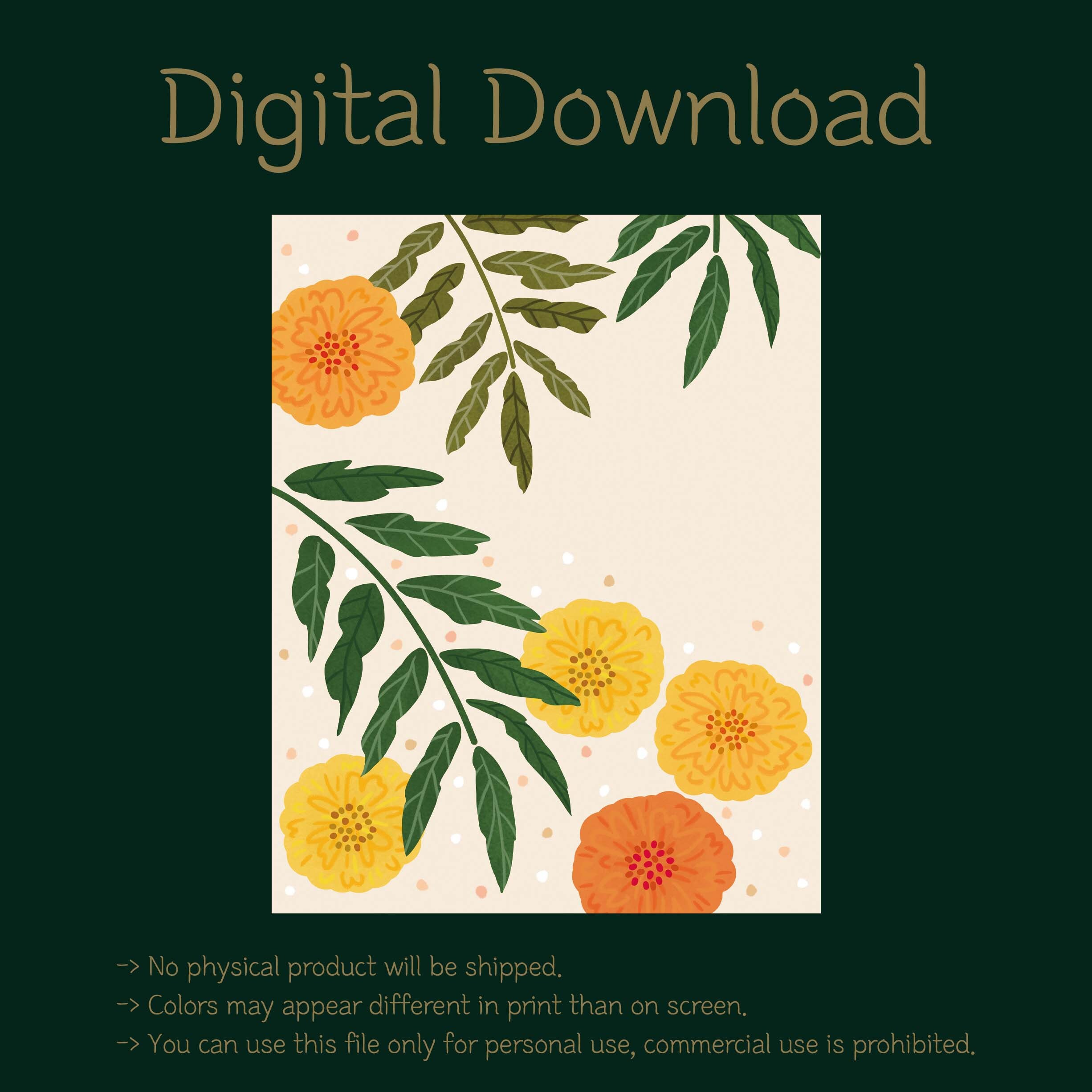 Marigold Printable Wall Art / Marigold Print / Flower - Etsy