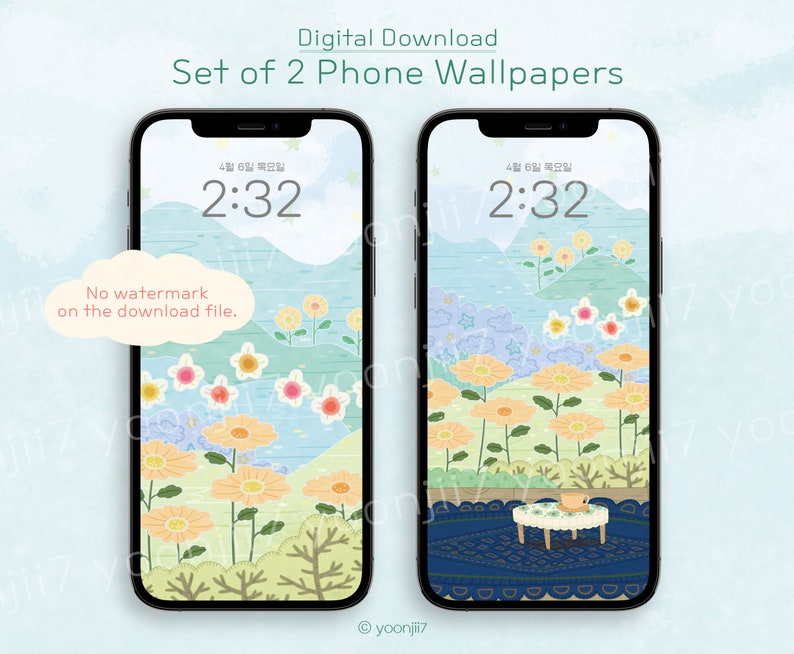 Tea Time Illustration Phone Wallpapers Iphone Background - Etsy