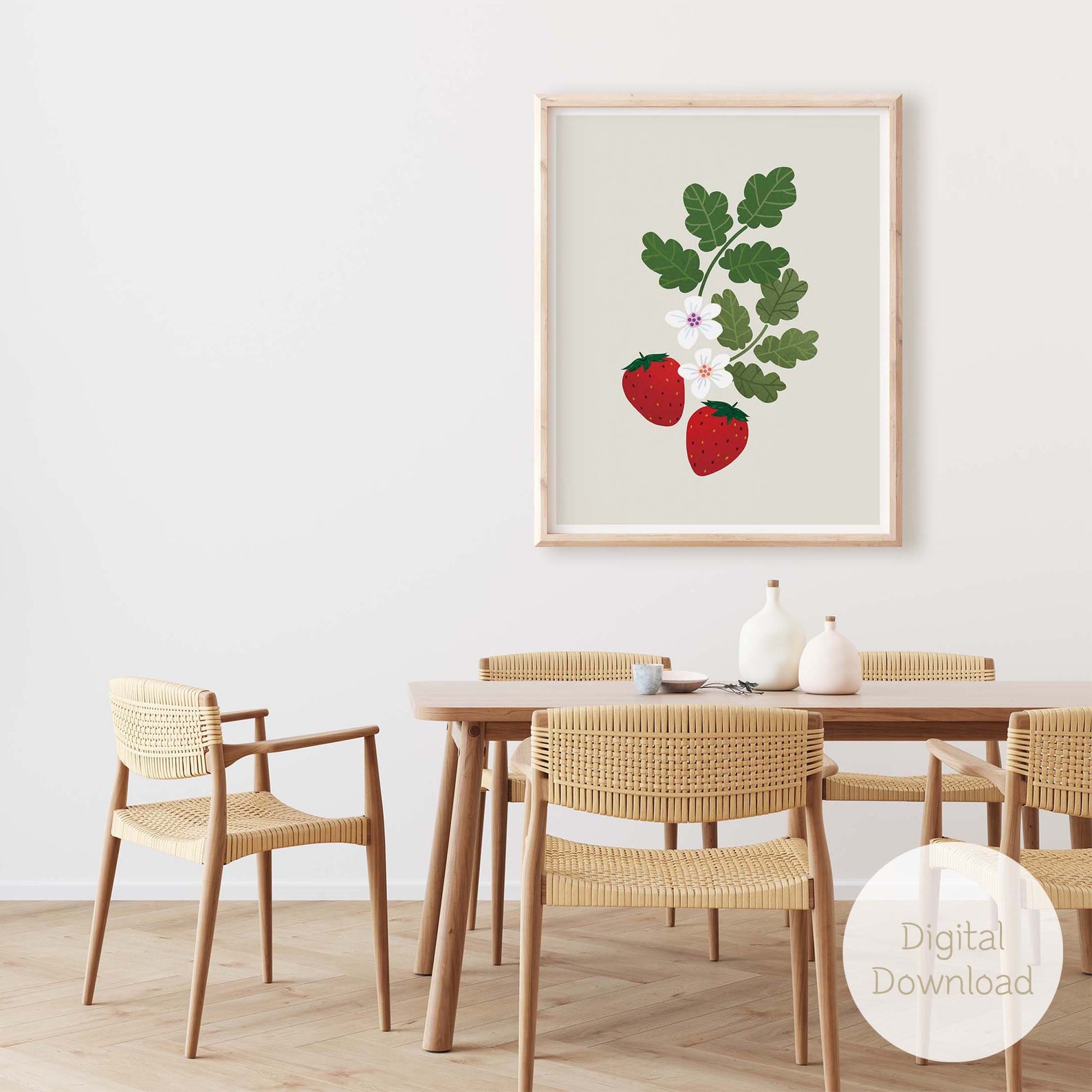 Strawberry Print / Strawberry Poster / Fruit Printable Wall - Etsy