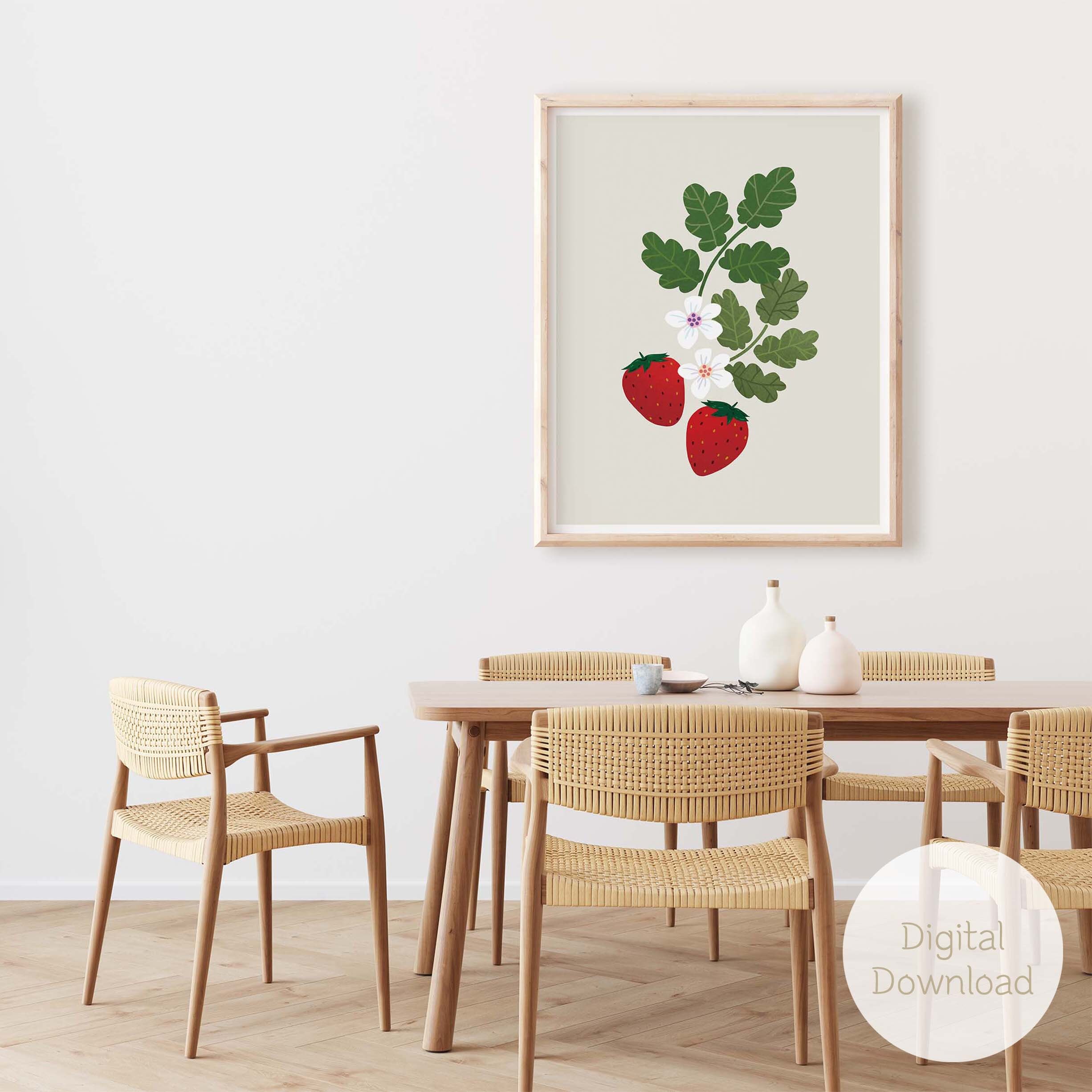 Strawberry Print / Strawberry Poster / Fruit Printable Wall - Etsy