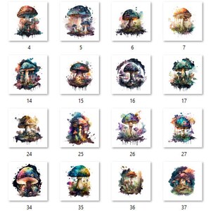 Mushroom Clipart Set Watercolor Fantasy Forest Clip Art, Instant ...
