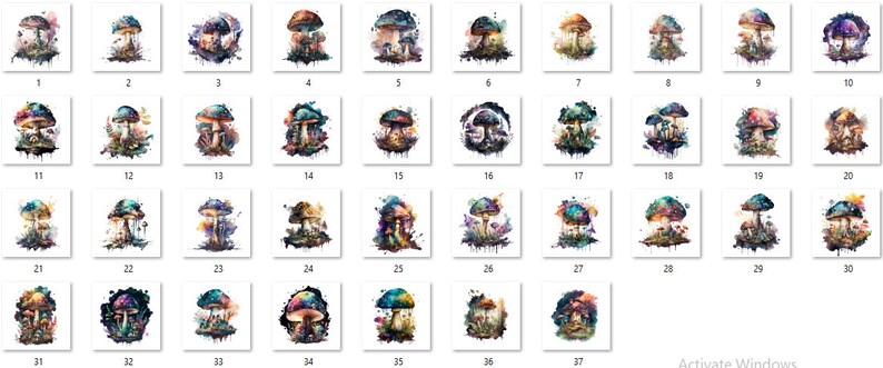 Mushroom Clipart Set Watercolor Fantasy Forest Clip Art, Instant ...