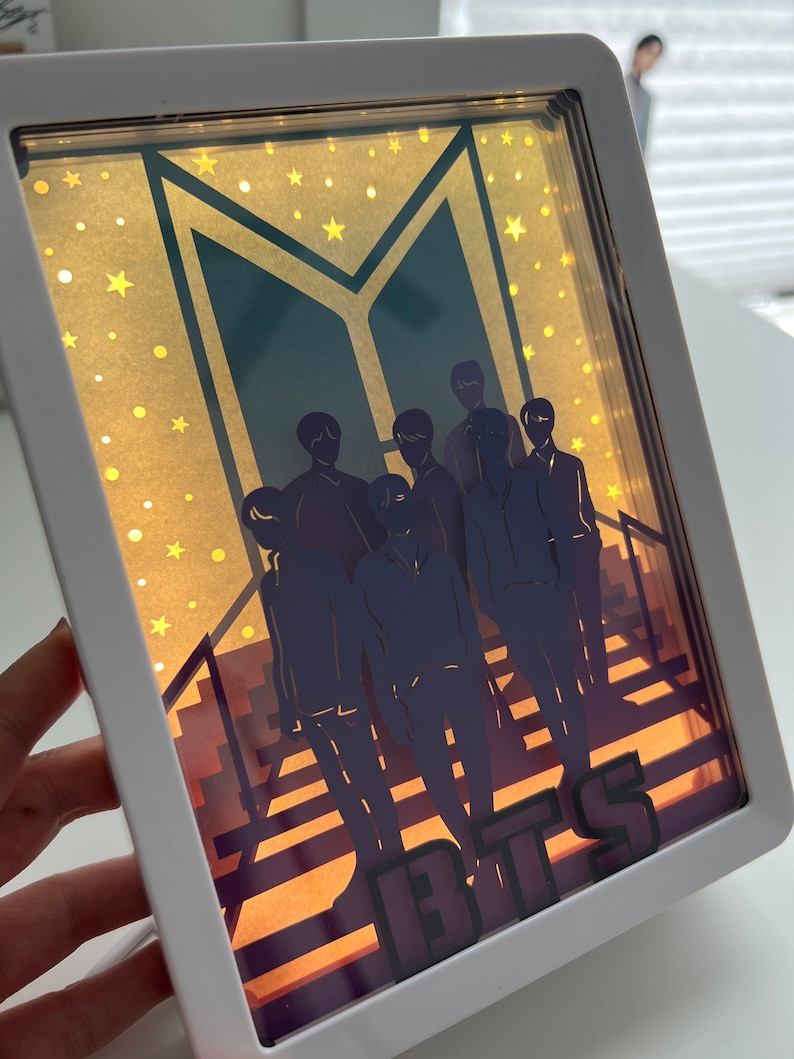 BTS With Logo Lightbox 3D Papercut Lightbox Shadow Box - Etsy