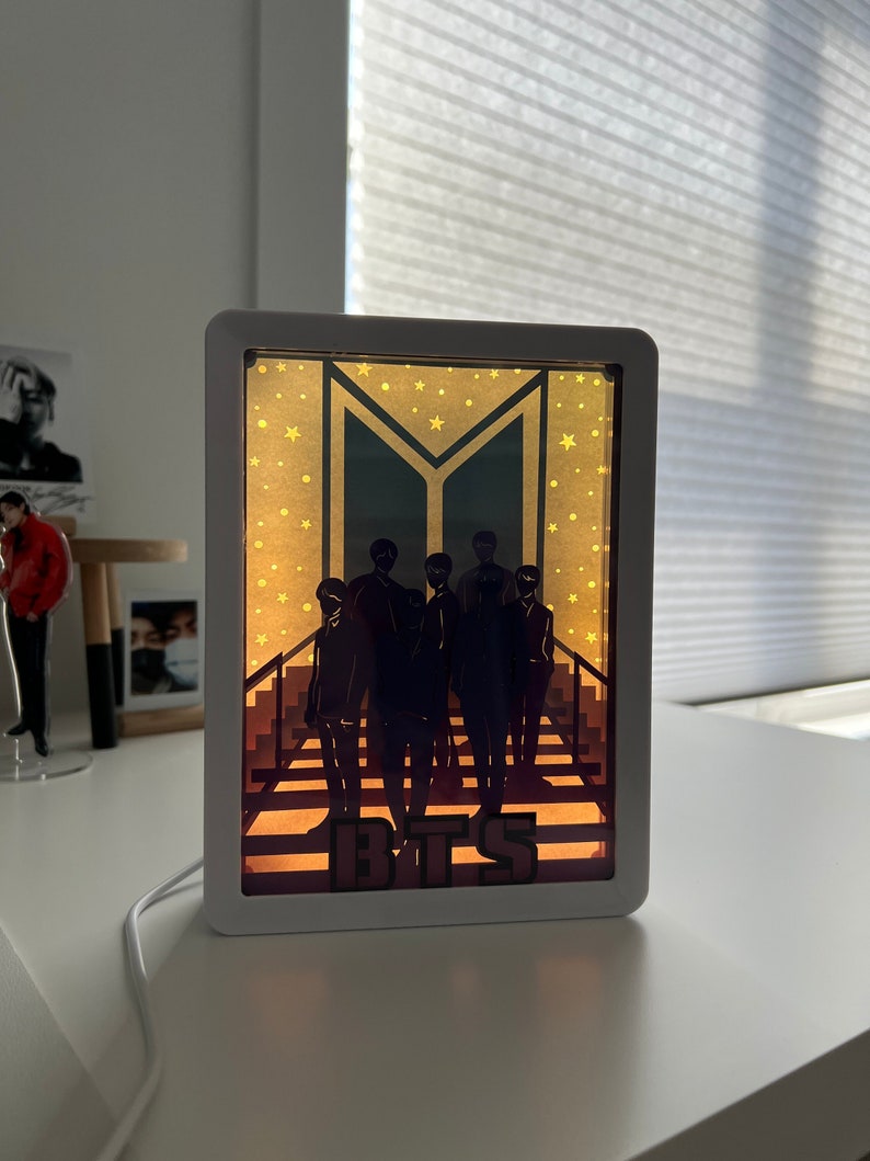 BTS With Logo Lightbox 3D Papercut Lightbox Shadow Box - Etsy