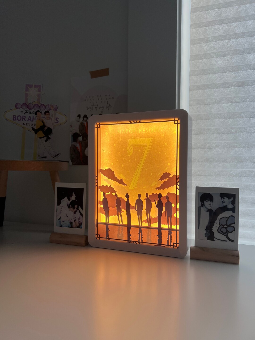 BTS MOTS7 LED Lightbox 3D Papercut Lightbox Shadow Box Night Light Room ...